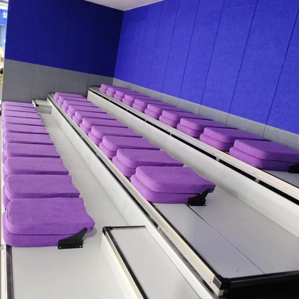 purple Floor Mounted Telescopic Seats Retractable Bleacher Seating System