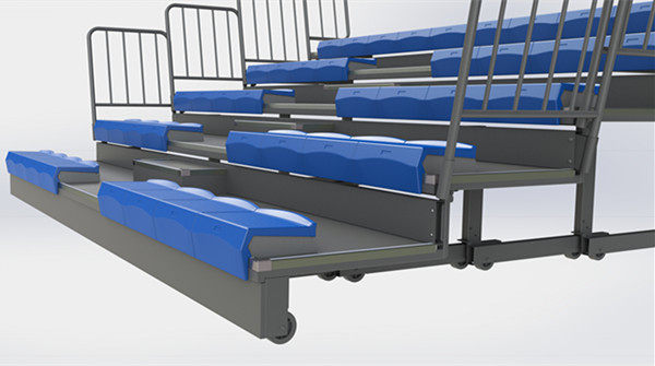 Full Automatic HDPE Bench Retractable Gym Bleachers / Indoor Basketball ...